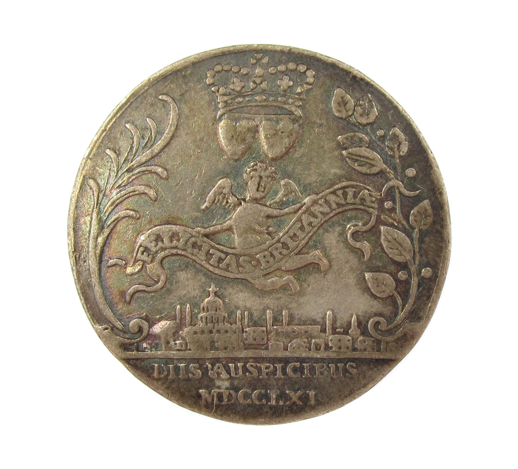 1761 George III & Charlotte Marriage 26mm Silver Medalet – Coopers Coins