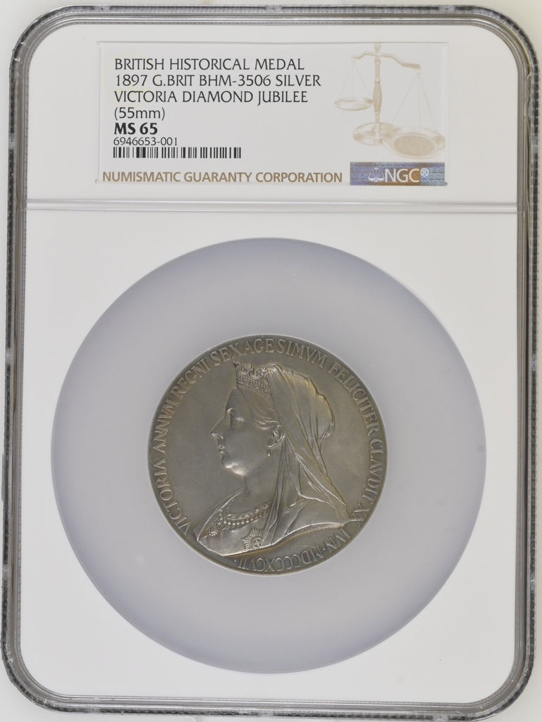 1897 Victoria Diamond Jubilee 56mm Silver Medal - NGC MS65 – Coopers Coins