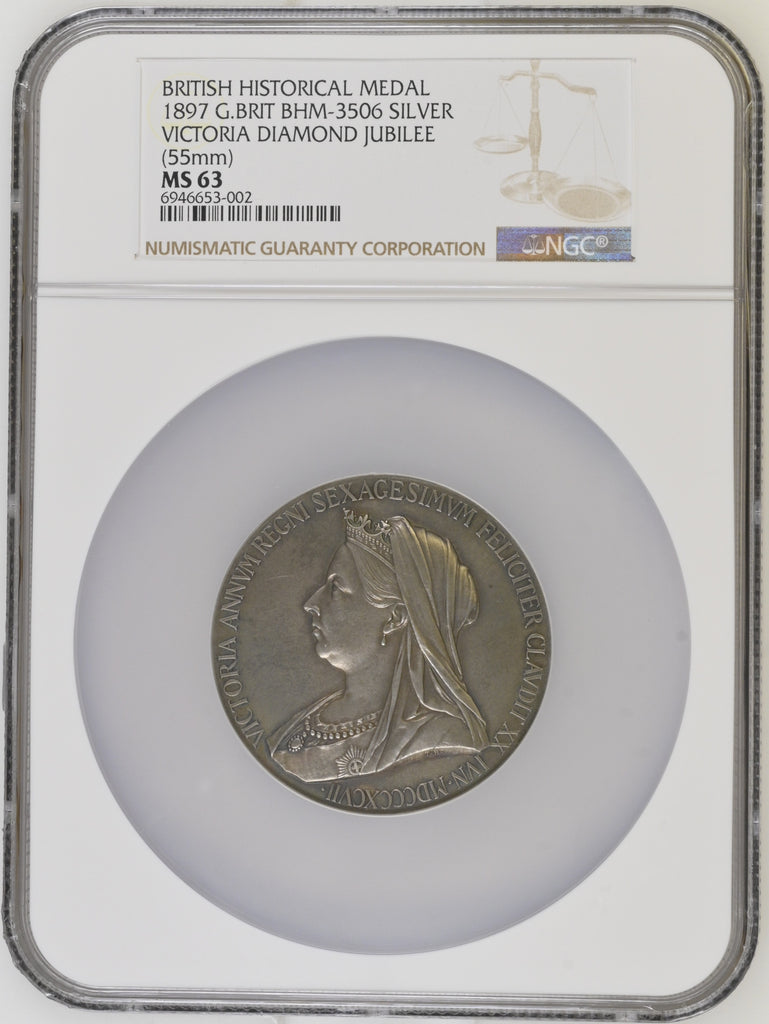 1897 Victoria Diamond Jubilee 56mm Silver Medal - NGC MS63 – Coopers Coins