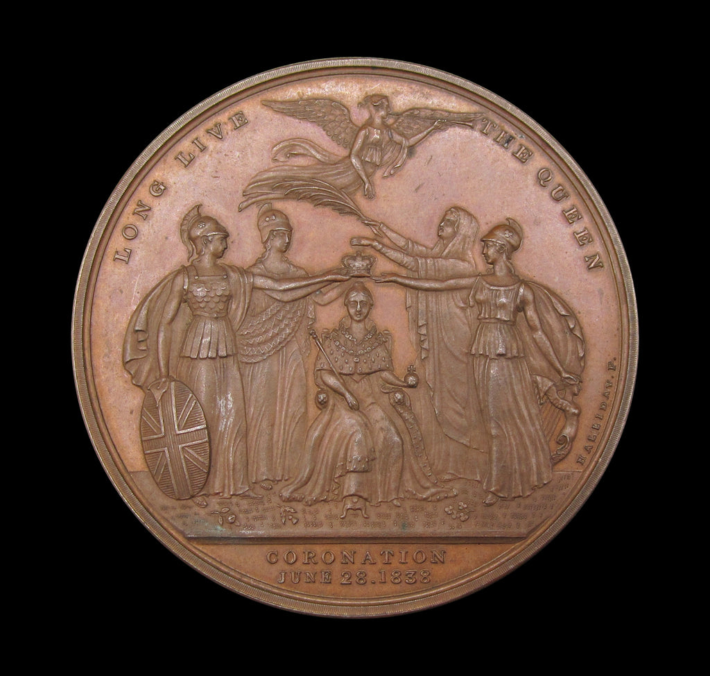 1838 Victoria Coronation 54mm Bronze Medal - By Halliday – Coopers Coins