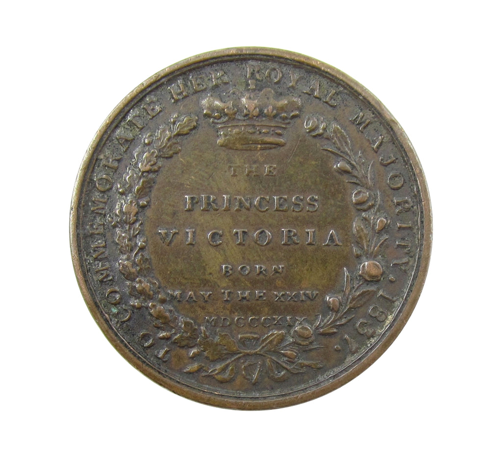 1837 Princess Victoria Majority 30mm Bronze Medal – Coopers Coins