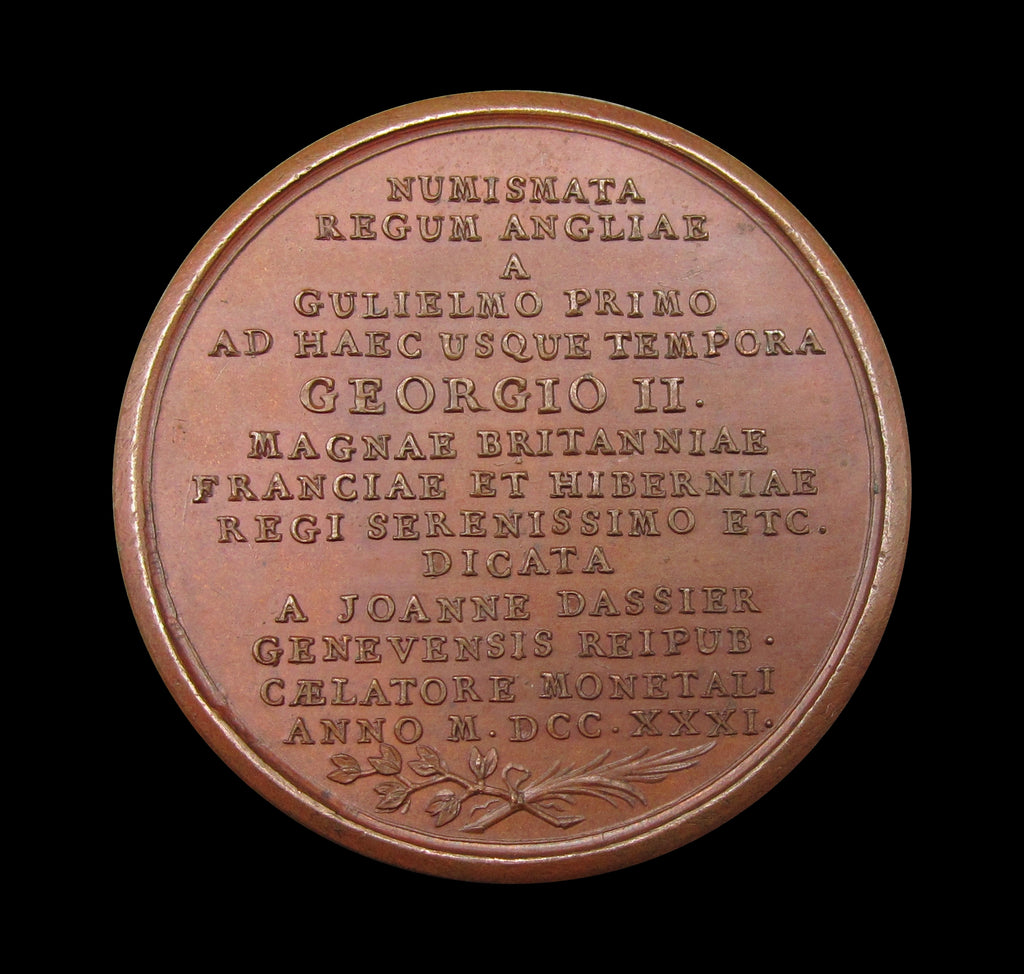 1731 George II Dedication 41mm Medal - By Dassier – Coopers Coins