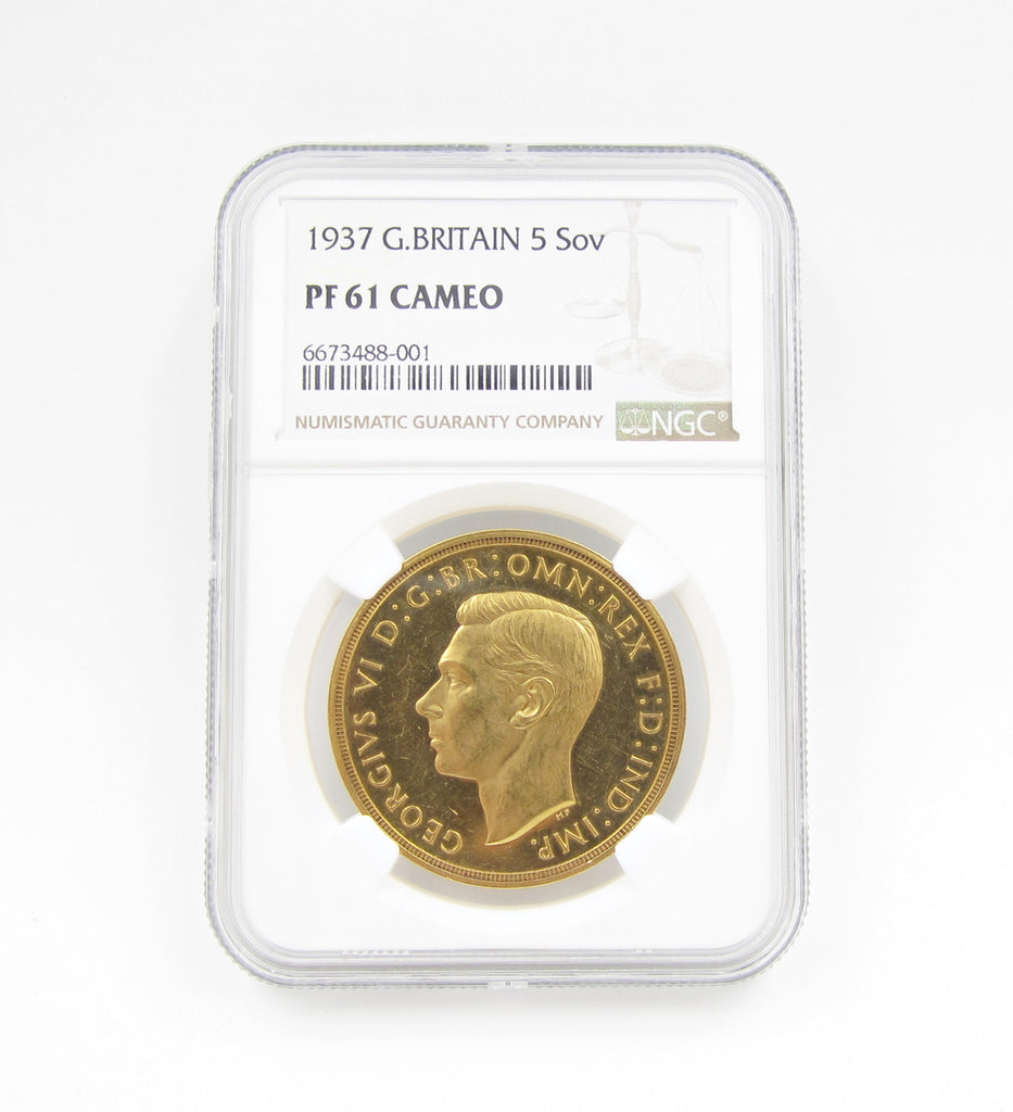 George VI 1937 Gold Proof Five Pound - NGC PF61 CAM – Coopers Coins