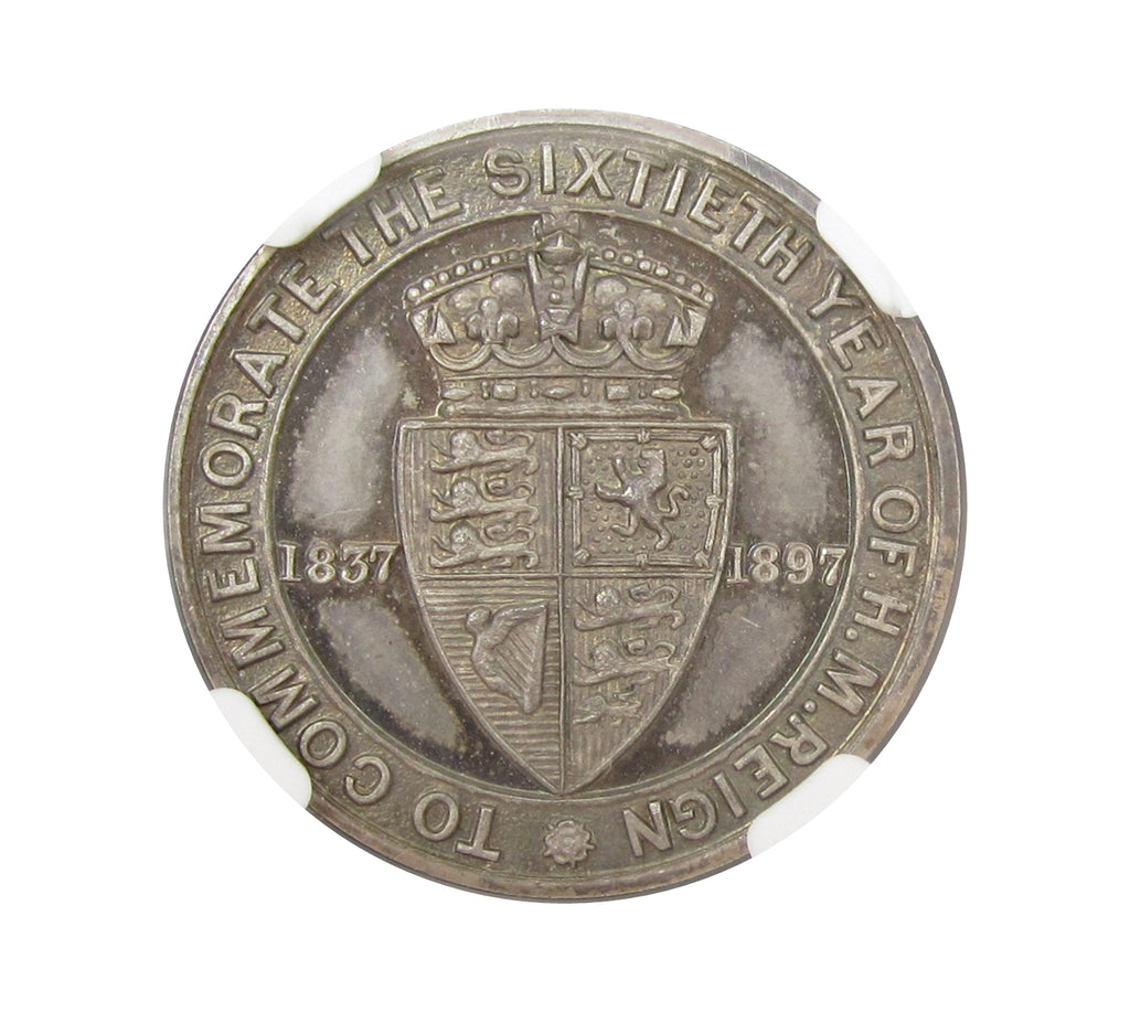 1897 Victoria Diamond Jubilee 26mm Silver Medal - NGC MS64 – Coopers Coins