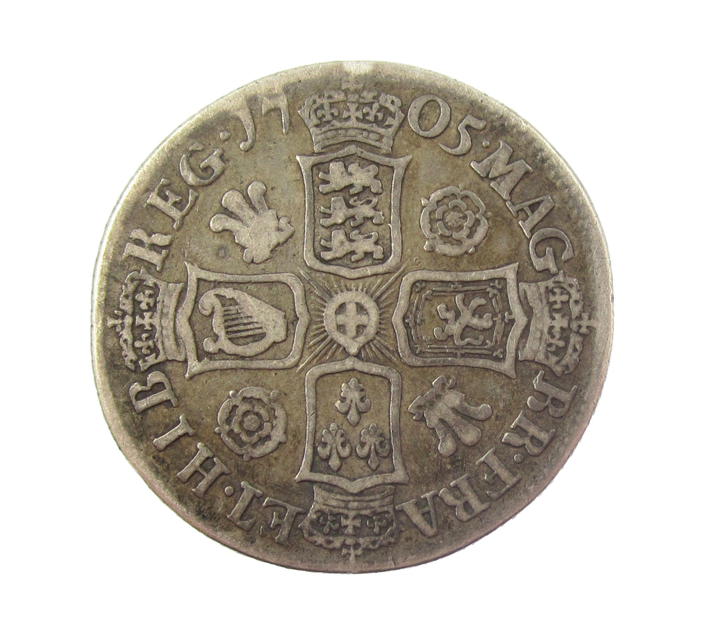 Anne 1705 Shilling - Roses & Plumes - Fine – Coopers Coins