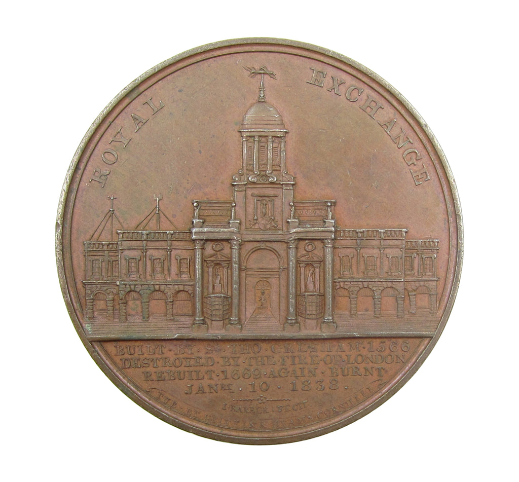 1838 Destruction Of The Royal Exchange 61mm Bronze Medal - By Barber ...