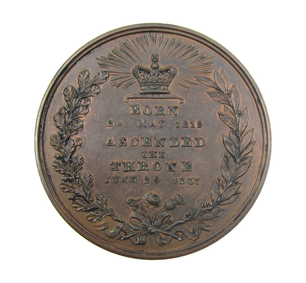 1837 Accession Of Victoria 61mm Bronze Medal - By Barber – Coopers Coins