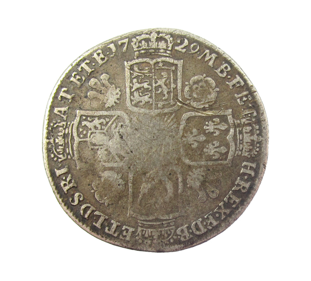George II 1729 Shilling - Roses & Plumes - VG – Coopers Coins