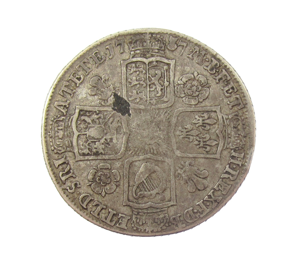 George II 1737 Shilling - Unbarred A's - Fine – Coopers Coins