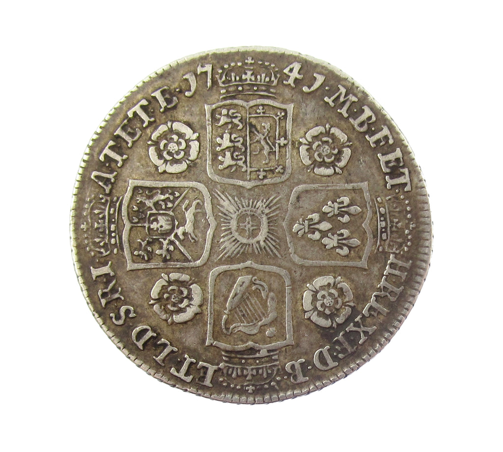 George II 1741 Shilling - Roses In Angles - NVF – Coopers Coins