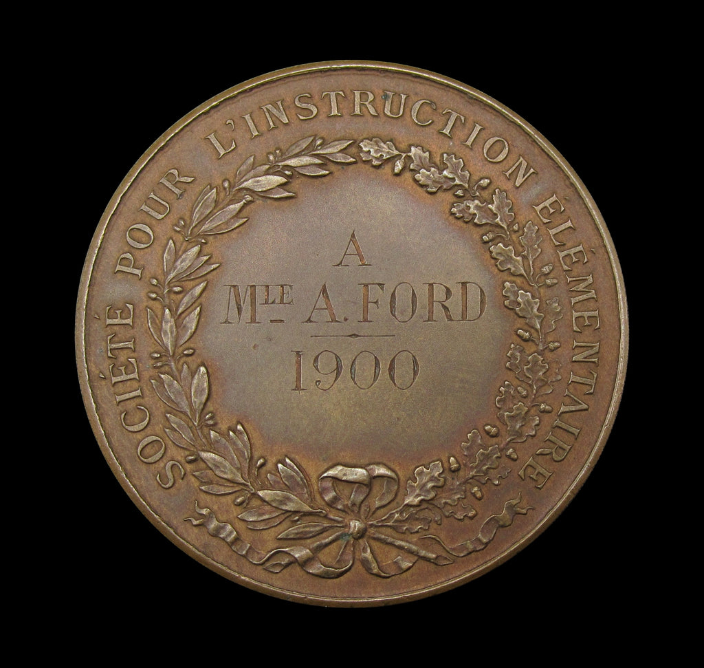 France 1899-1900 Silver & Bronze Education Medal Pair - By Domard ...