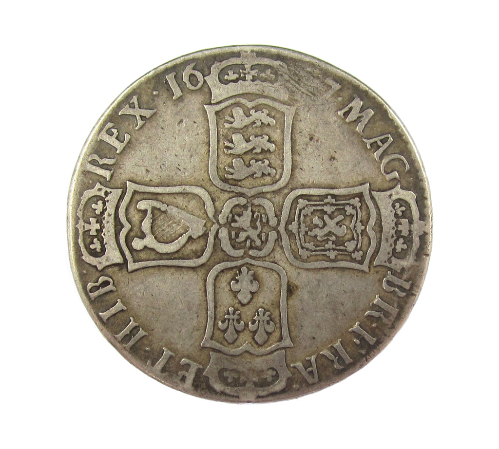 William III 1697 E Silver Halfcrown - E/B - Fine – Coopers Coins