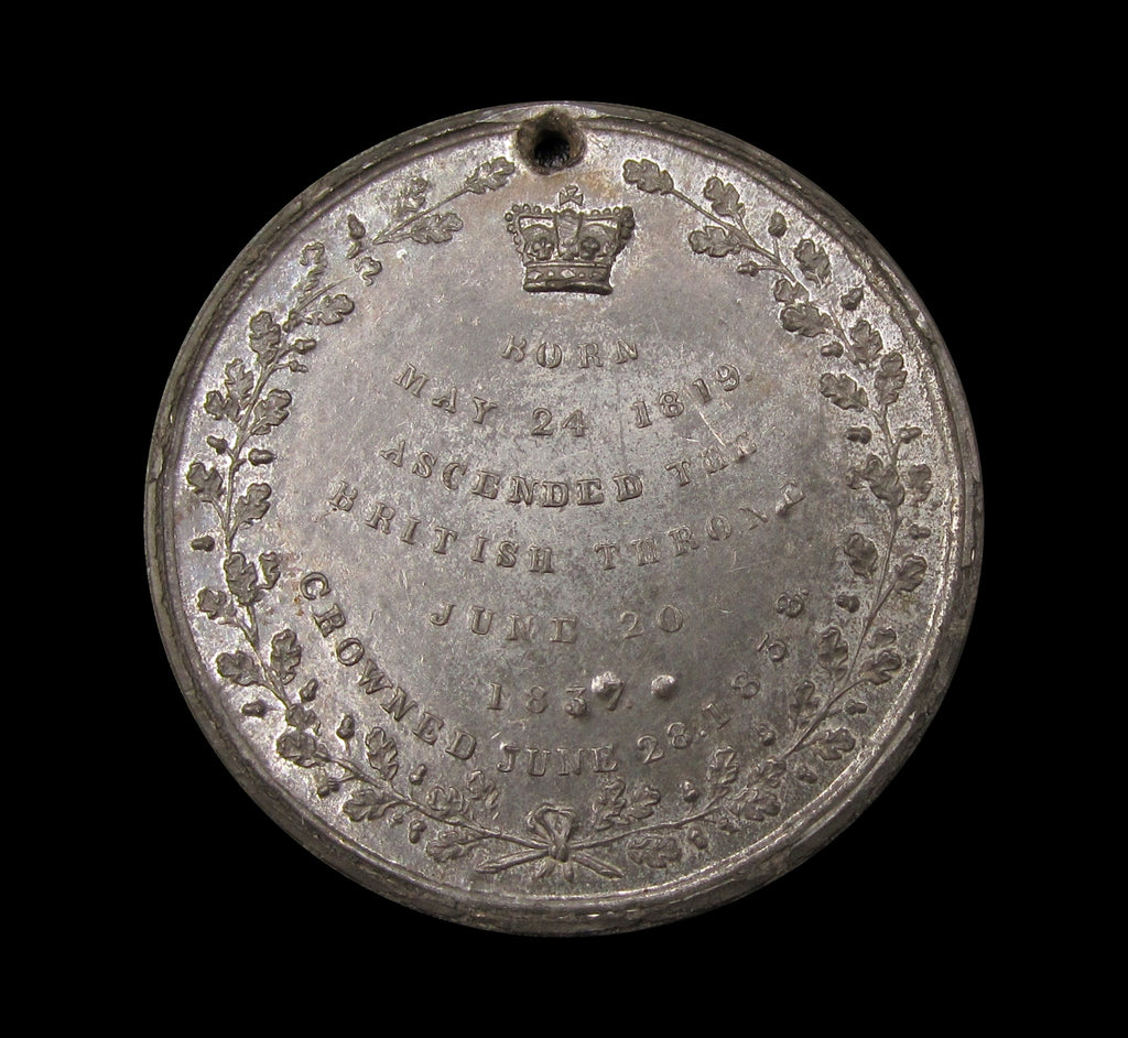 1838 Victoria Coronation 33mm White Metal Medal – Coopers Coins