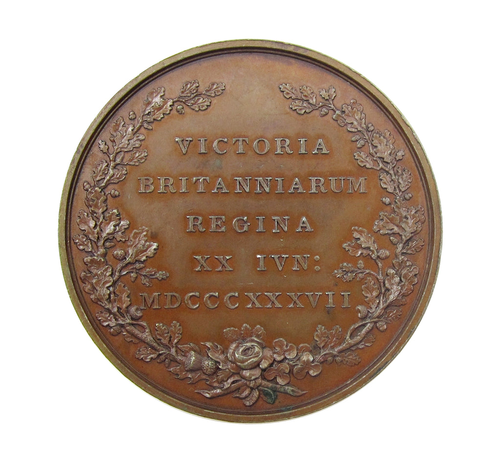 1837 Accession Of Victoria 36mm Bronze Medal - By Wyon – Coopers Coins
