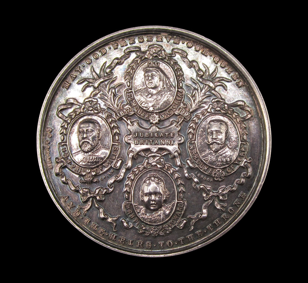 1897 Diamond Jubilee Heirs To The Throne 38mm Silver Medal - By Bowche ...