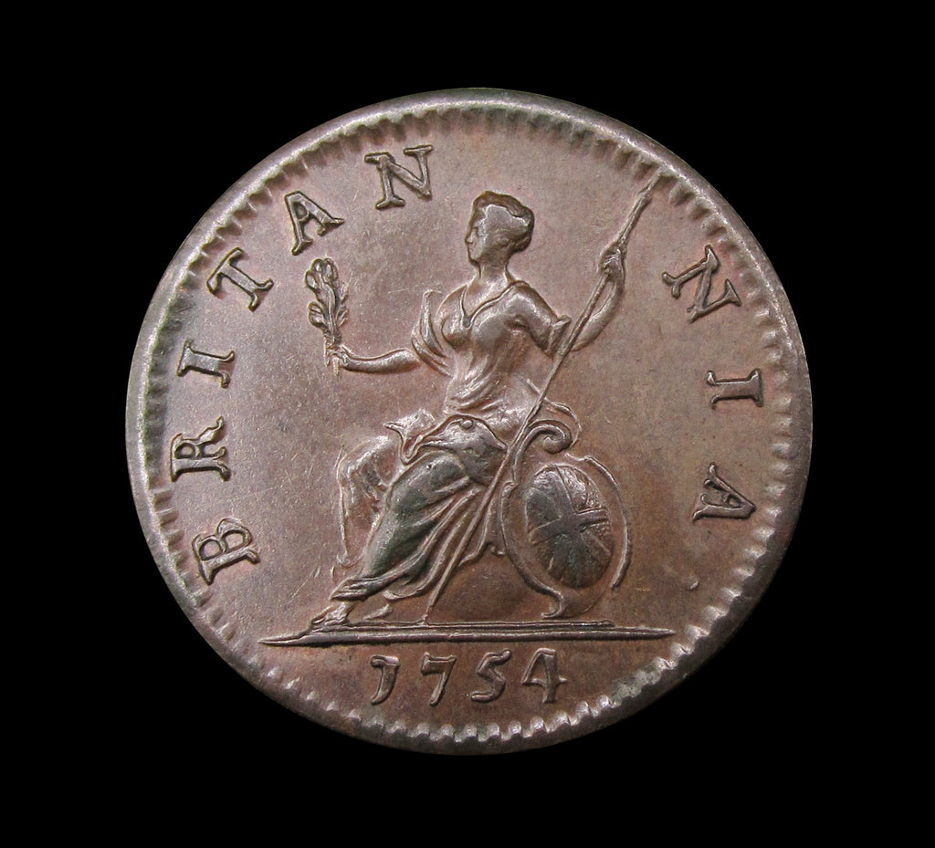 George II 1754 Farthing - EF – Coopers Coins