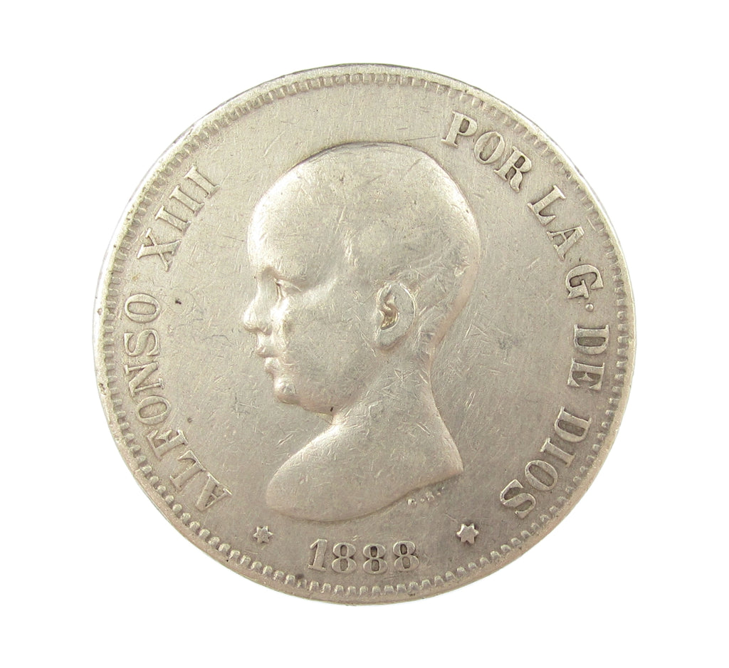 Spain Alfonso XIII 1888 5 Pesetas - GF – Coopers Coins