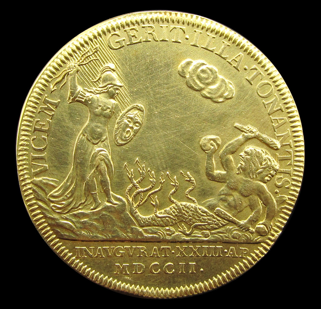1702 Coronation Of Queen Anne 35mm Gold Medal - By Croker – Coopers Coins