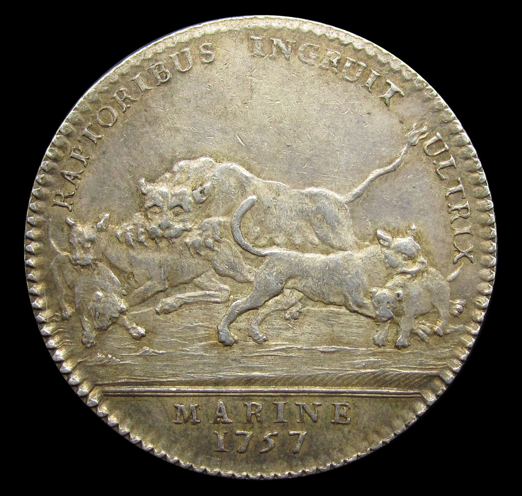 France 1757 Louis XV Navy Silver Marine Jeton - EF – Coopers Coins