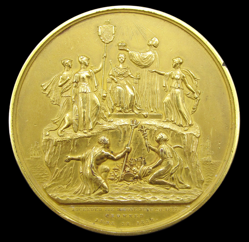 1838 Coronation Of Victoria 74mm Gilt Bronze Medal - By Collis ...