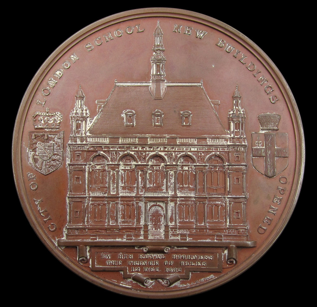 1882 City Of London School New Buildings 77mm Bronze Medal - By Wyon ...