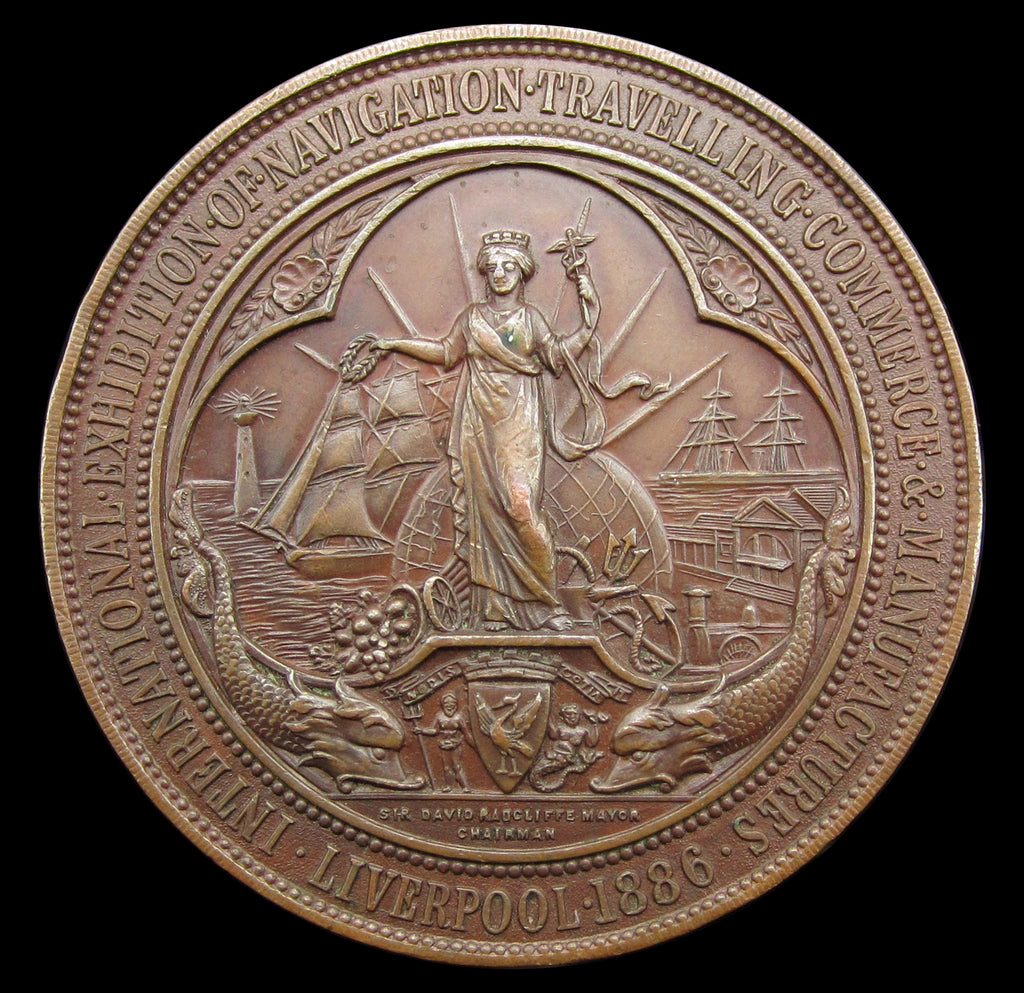 1886 Liverpool International Exhibition 51mm Bronze Medal - By Elkingt ...