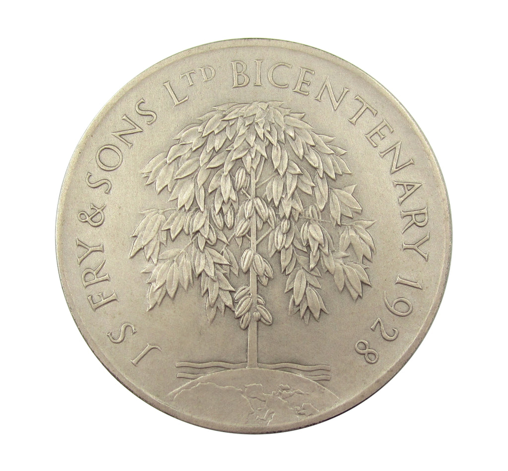 1928 Joseph Fry Bicentenary Of Birth 51mm Silver Medal – Coopers Coins