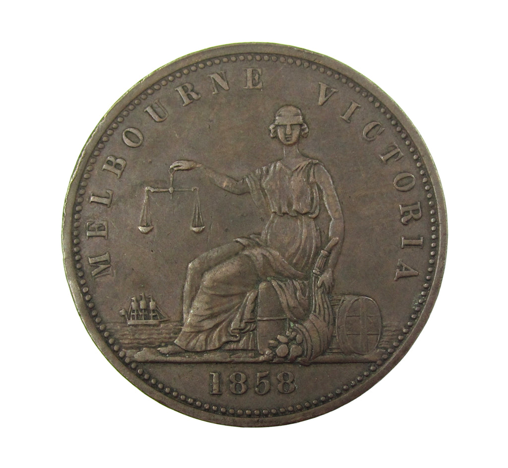 Australia 1858 Melbourne Peace & Plenty Token - GVF – Coopers Coins