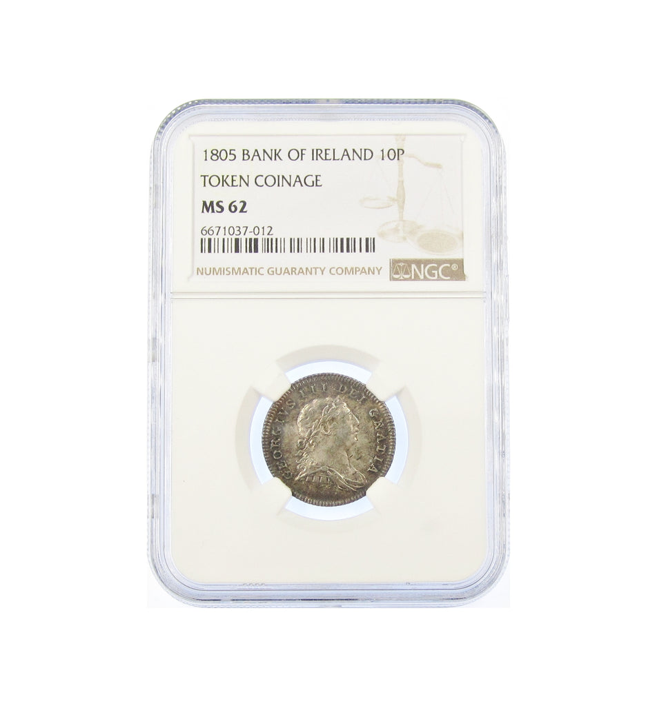 Ireland 1805 George III Ten Pence Bank Token - NGC MS62 – Coopers Coins
