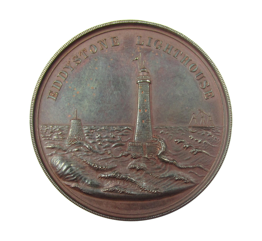 1904 Plymouth Exhibition Eddyston Lighthouse 39mm Medal – Coopers Coins