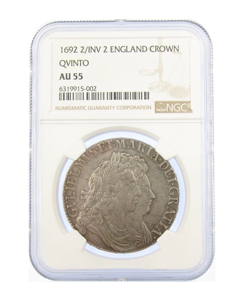 William & Mary 1692 Crown - NGC AU55 – Coopers Coins