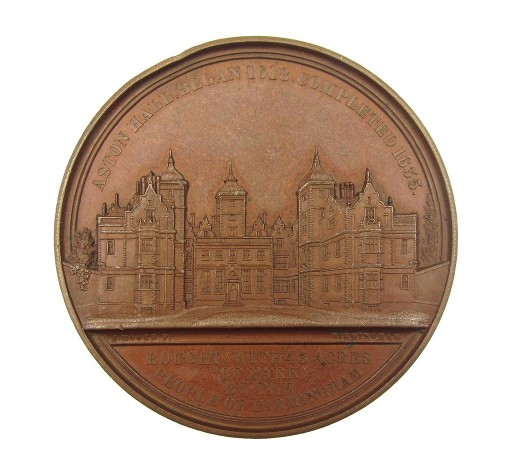 1858 Inauguration Of Aston Hall 56mm Medal - By Moore – Coopers Coins