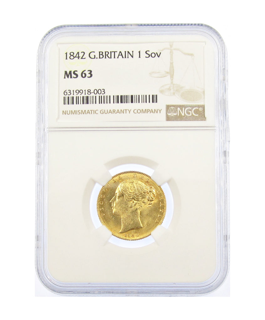 Victoria 1842 Sovereign - NGC MS63 – Coopers Coins
