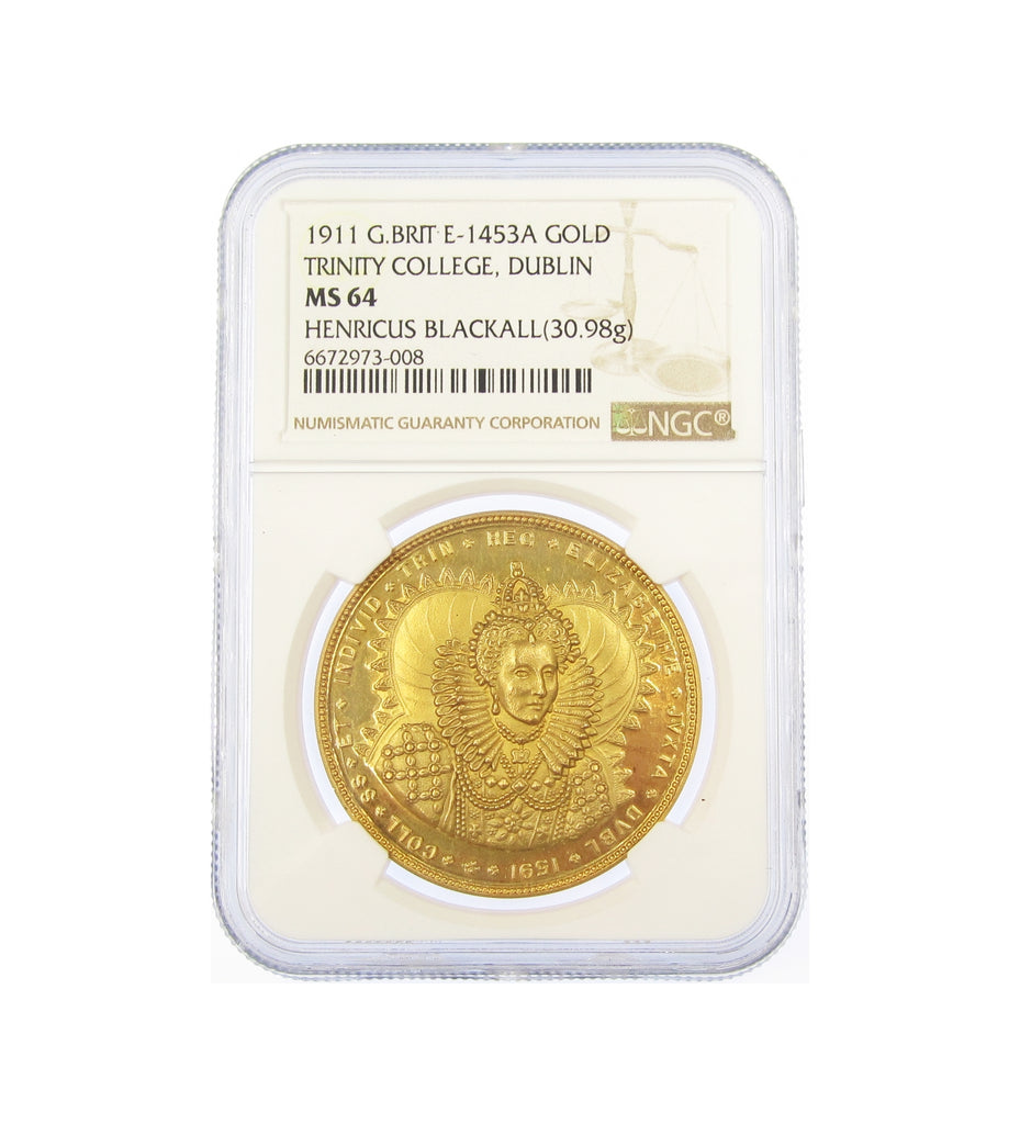 1911 Trinity College Dublin 51mm Gold Medal - NGC MS64 – Coopers Coins